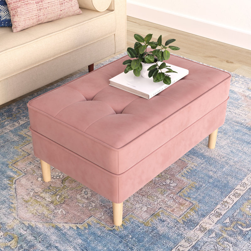 Allmodern Dias 31 5 Velvet Tufted Rectangle Cocktail Ottoman And Reviews